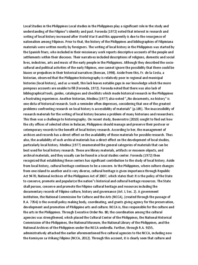 Local Studies and Heritage in the Philippines | PDF | Philippines ...