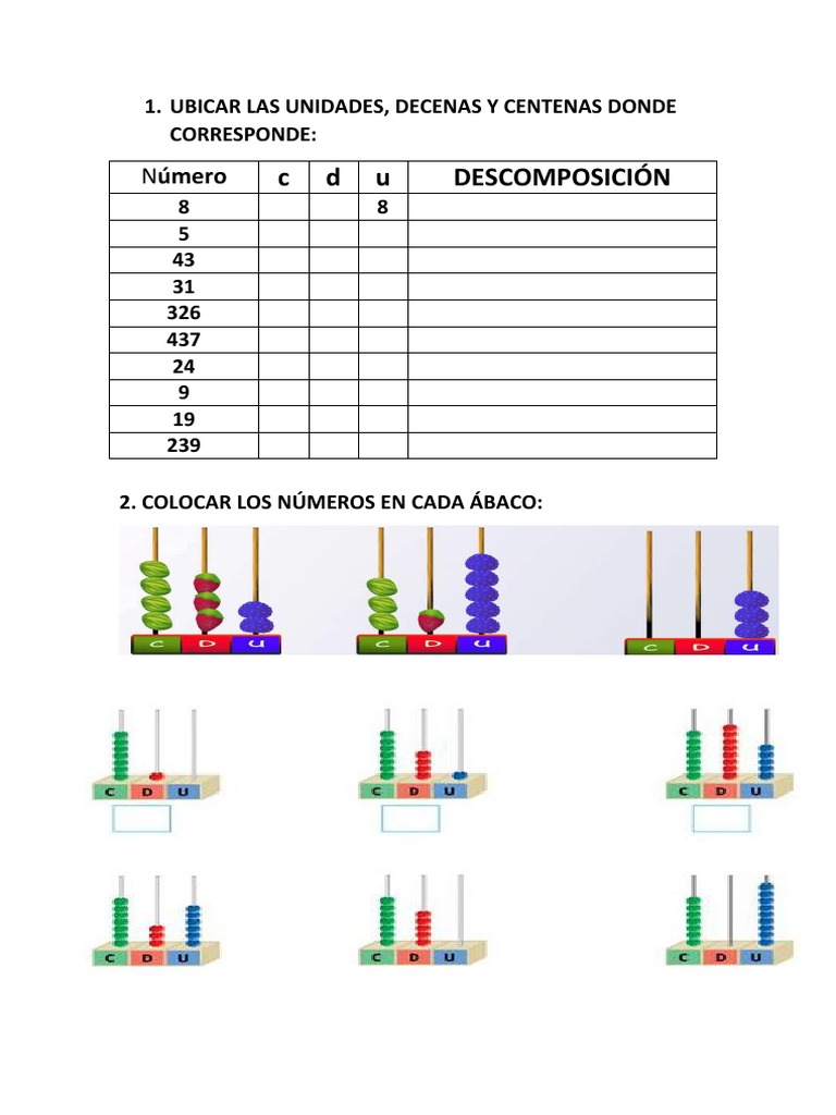 UBICAR LAS UNIDADES Decenas y Centenas | PDF | Ajedrez | Deportes