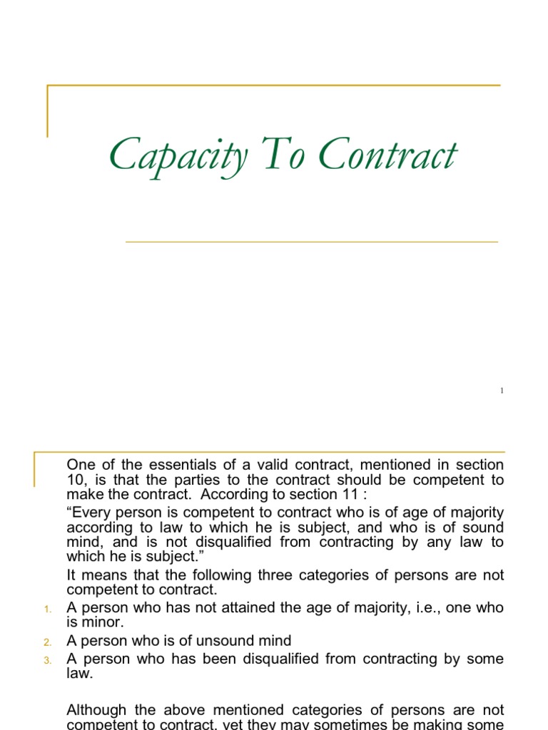 Capacity To Contract | PDF | Negotiable Instrument | Partnership