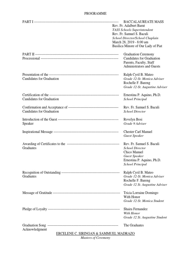 PROGRAMME Graduation | PDF