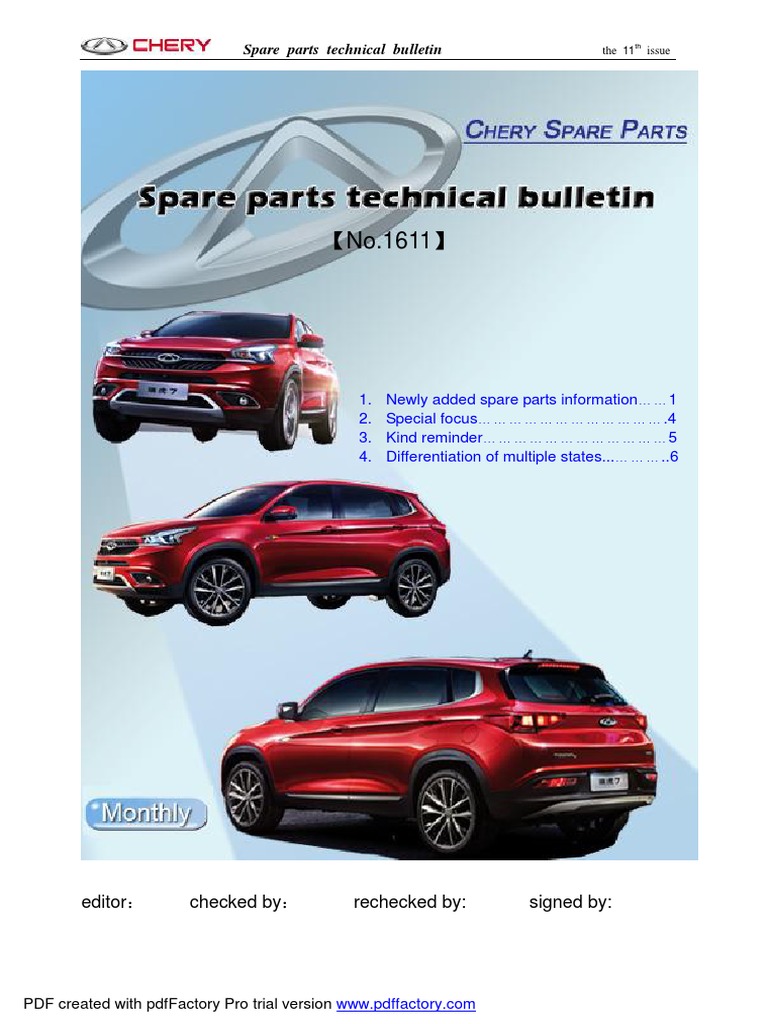 Spare Parts Technical Bulletin NO.1611 PDF | PDF | Vehicle Technology ...