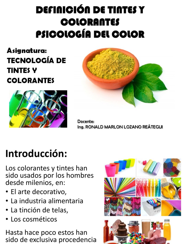 Clase1-DEFINICIÓN DE TINTES Y COLORANTES | PDF | Color | Verde