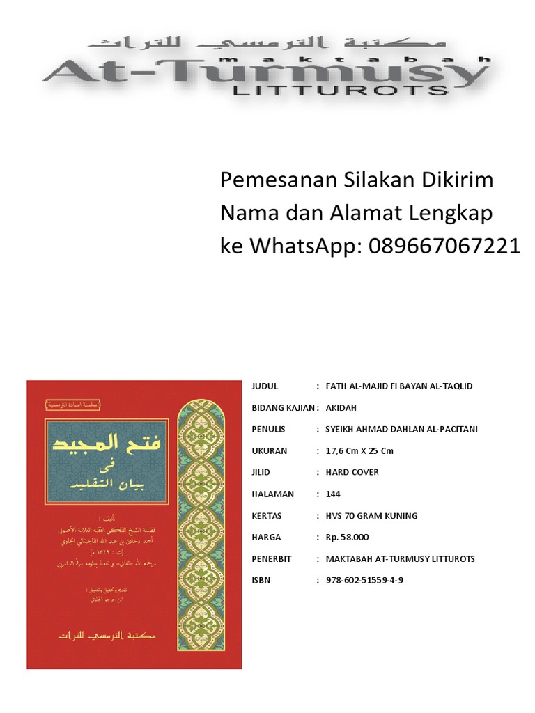 Spesifikasi Kitab Turmusy | PDF