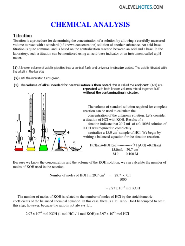 Chemical Analysis | PDF | Titration | Chemistry