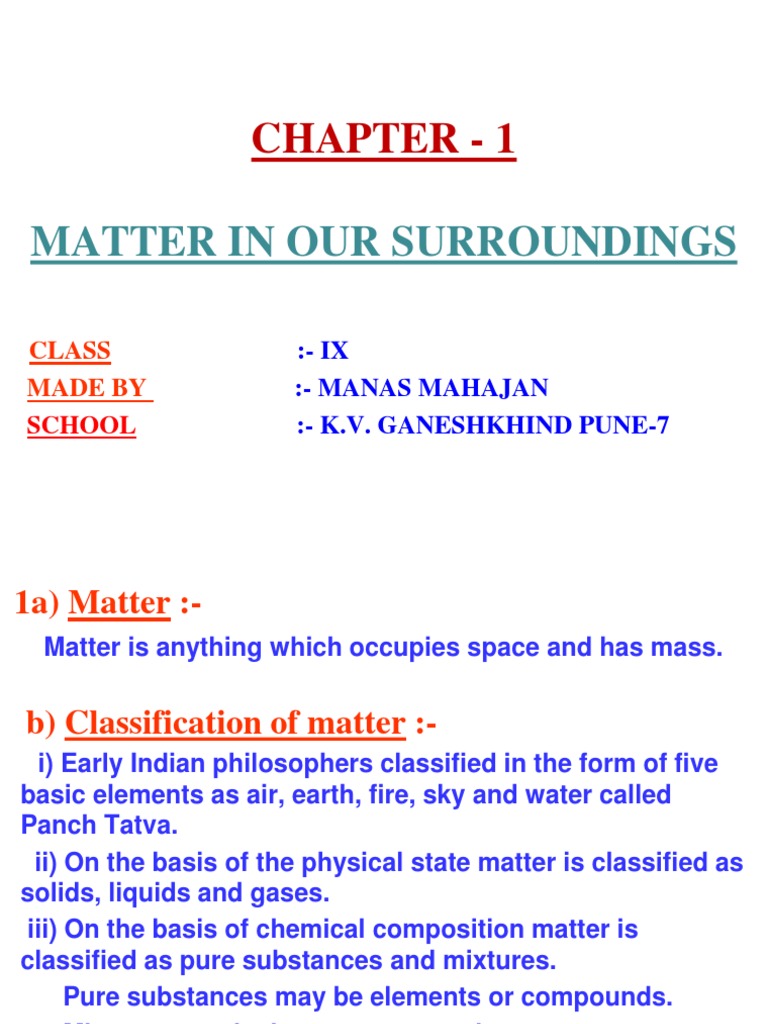 Chapter - 1: Matter in Our Surroundings | PDF | Evaporation | Liquids