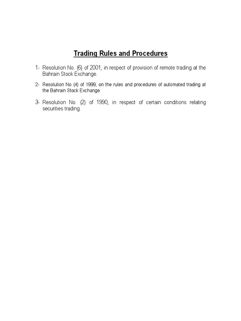 Trading Rules and Procedures | PDF | Order (Exchange) | Stocks