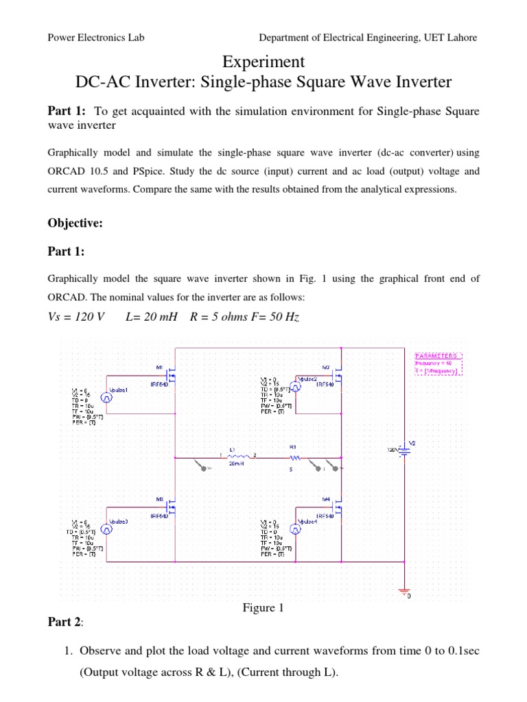 Single and Three Phase Square Wave Inverter in ORCAD/ PSpice | PDF ...