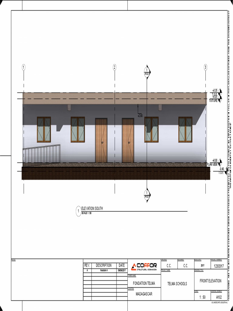 A102 - Front Elevation (A3) | PDF | Technical Drawing | Infographics