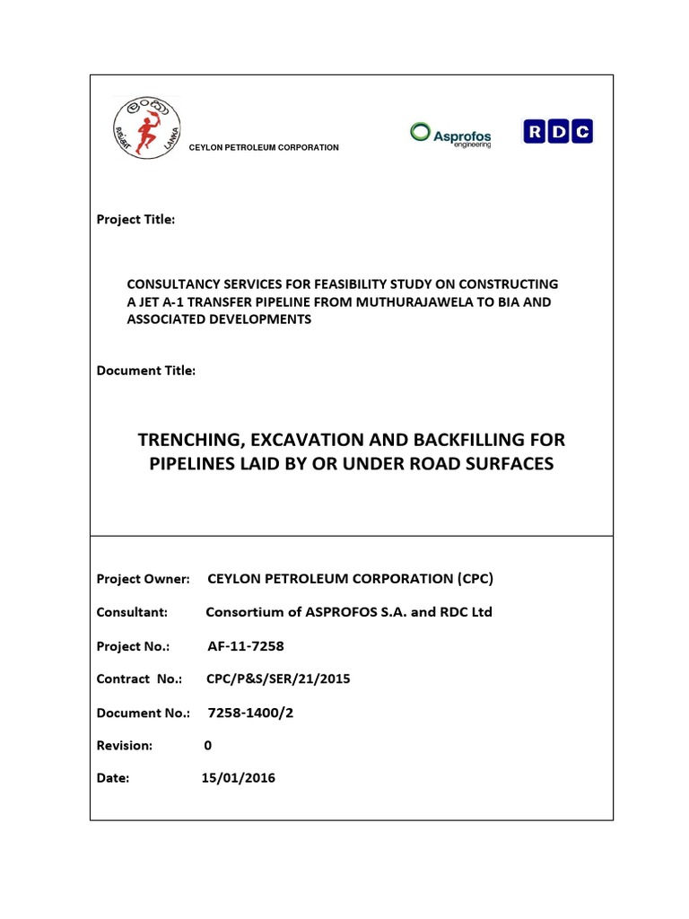 Trenching, Excavation and Backfilling | PDF