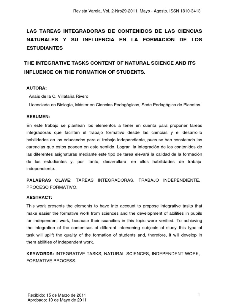 Tareas Integradora | PDF | Interdisciplinariedad | Aprendizaje