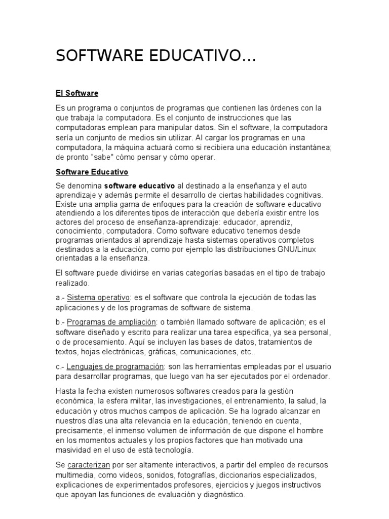 Software Educativo | PDF | Software | Maestros