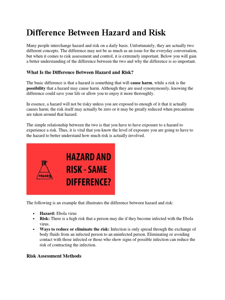 What Is The Difference Between Hazard and Risk? | PDF | Risk Management ...