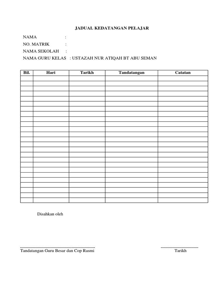 Jadual Kedatangan Pelajar | PDF