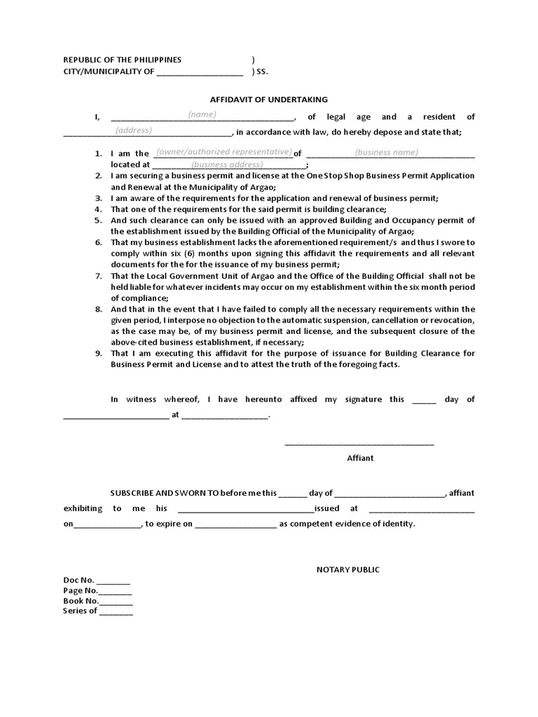 Affidavit-of-Undertaking - Docx New | Affidavit | Document