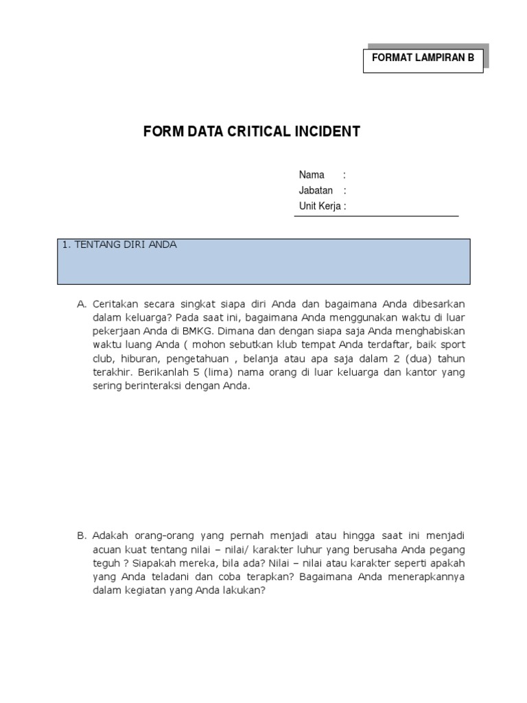 Form B-Critical Incident | PDF