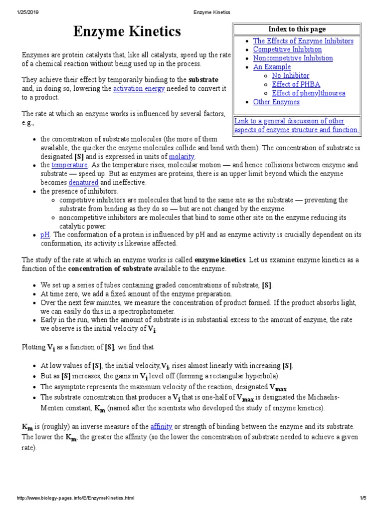 Enzyme Kinetics | PDF | Enzyme | Enzyme Inhibitor