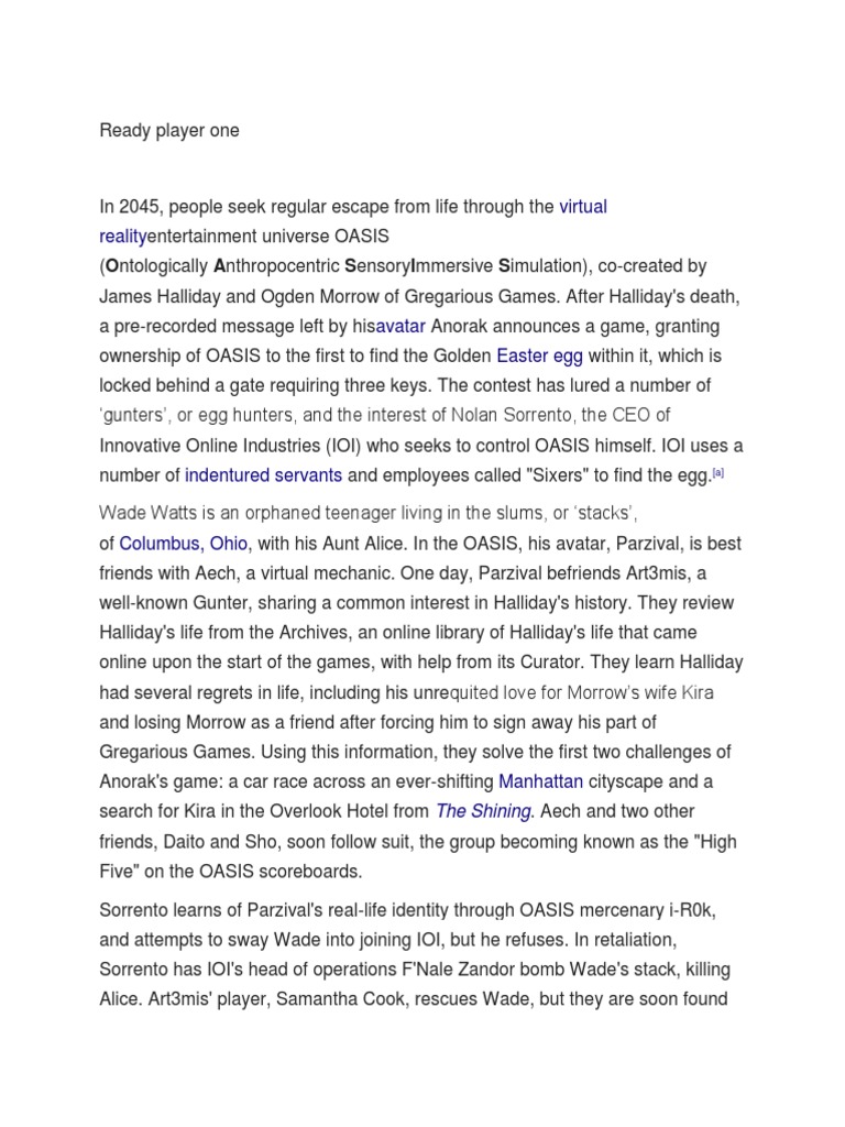 Ready Player One | PDF | Leisure