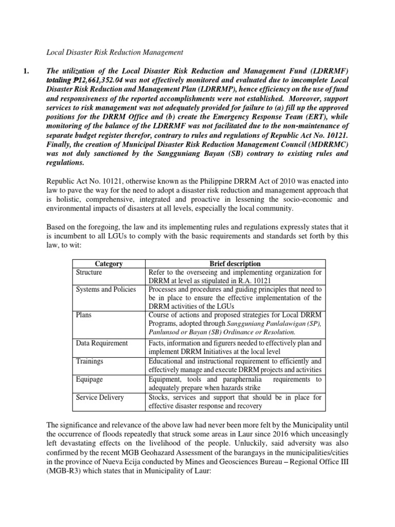 Local Disaster Risk Reduction Management | PDF | Disaster Risk ...