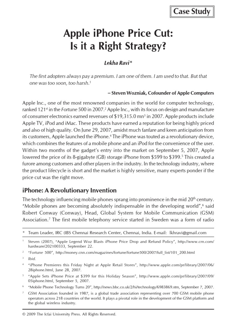 Case Study Apple Iphone Price Cut | PDF | I Phone | Apple Inc.