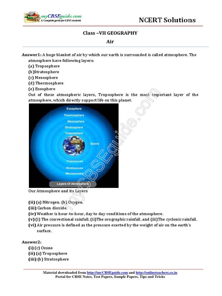 07 Social Ncert Geography Ch04 Air Ans | PDF | Atmosphere Of Earth ...
