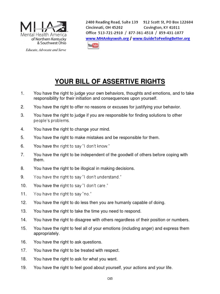 Your Bill of Assertive Rights | PDF