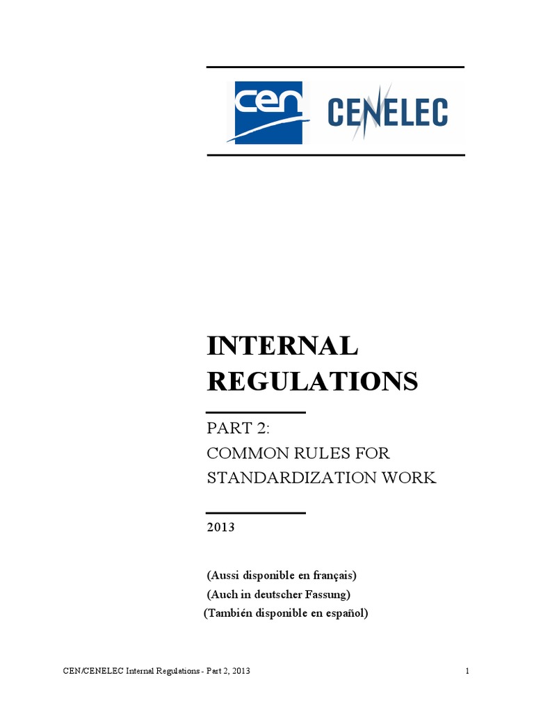 CEN Internal Regulation Part 2 - 2012 | PDF | Committee | Standardization