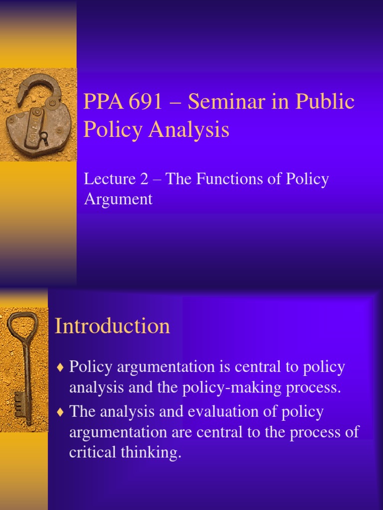 PPA 691 - Seminar in Public Policy Analysis: Lecture 2 - The Functions ...