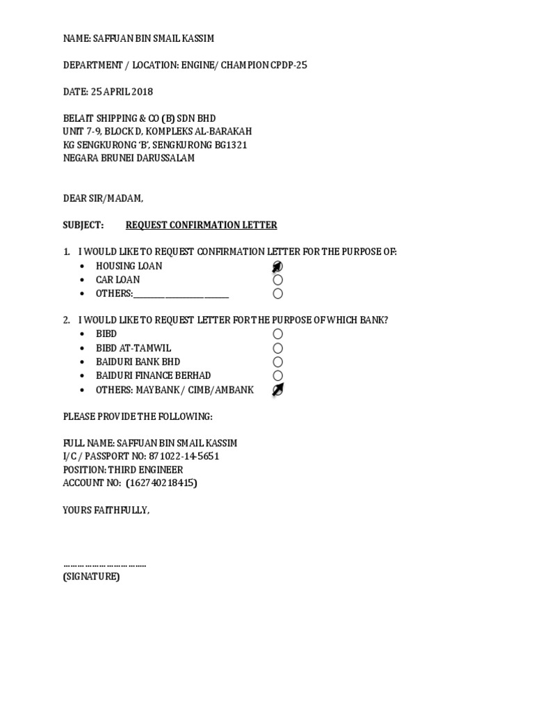 Request Confirmation Letter Template 2 - Amended 02.04.2018 | PDF