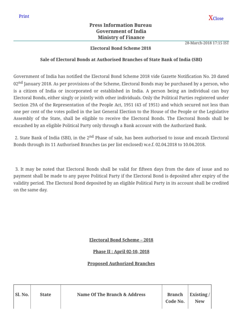 Electoral Bond Scheme 2018 | PDF | Government Of India | Government