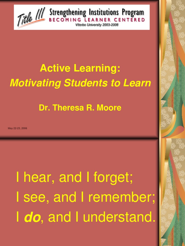 Active Learning:: Motivating Students To Learn | PDF | Learning Styles ...
