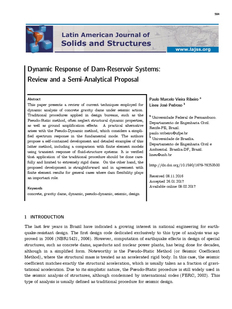 Dynamic Response of Dam-Reservoir Systems: Review and A Semi-Analytical ...