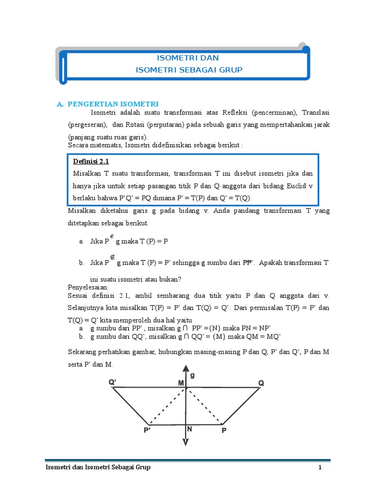 Isometri: Definisi dan Sifatnya | PDF | Metode & Bahan Ajar