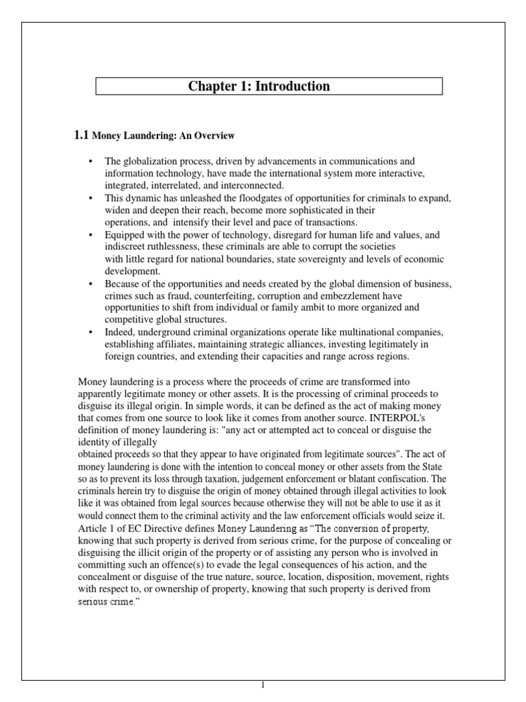 Chapter 1: Introduction: Money Laundering: An Overview | PDF ...