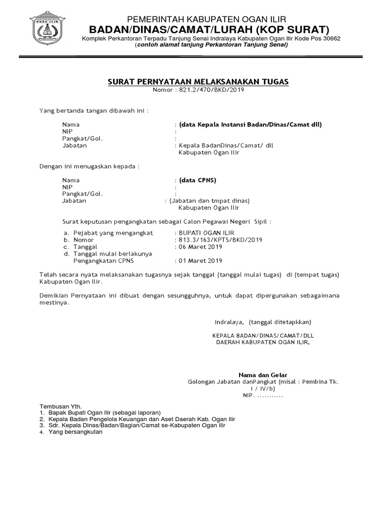 Surat Pernyataan Melaksankan Tugas (SPMT) | PDF