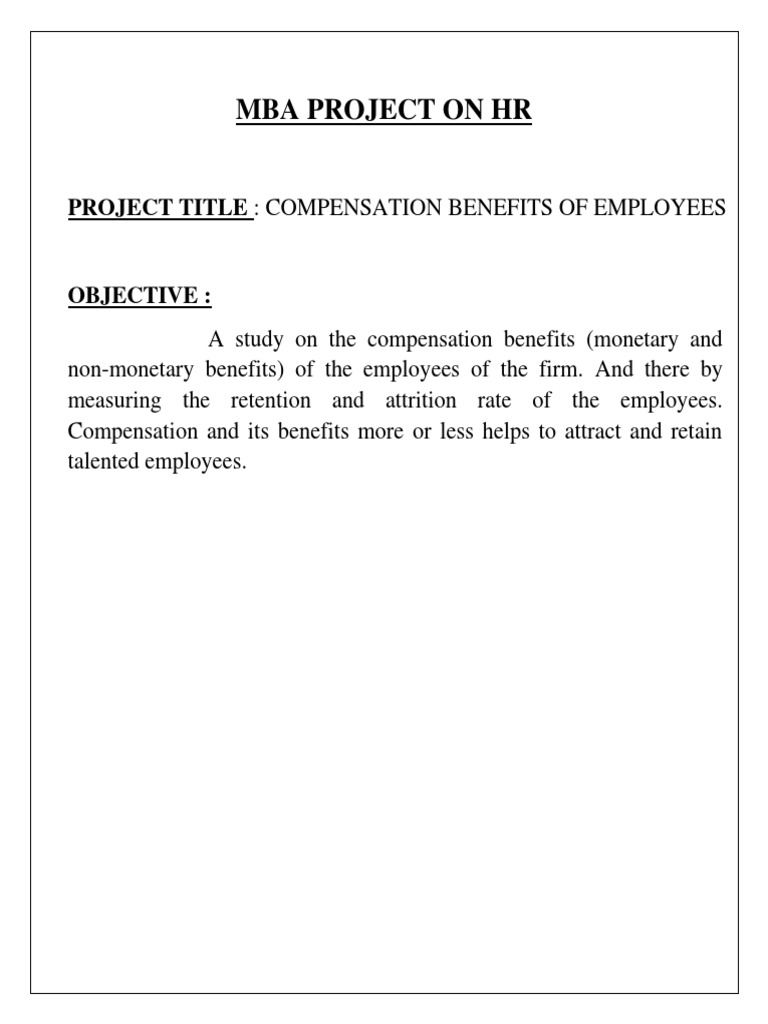 MBA Project Title and Objective | PDF