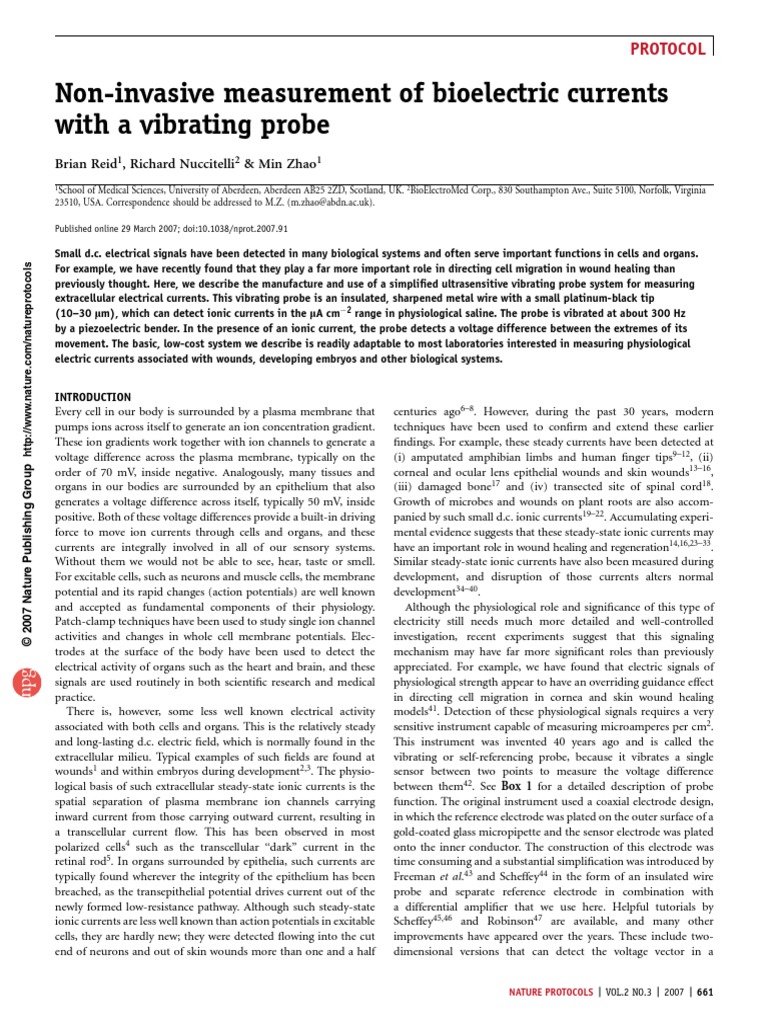 Non-Invasive Measurement of Bioelectric Currents With A Vibrating Probe ...