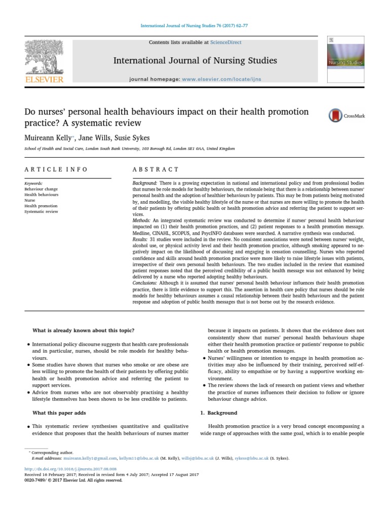 International Journal of Nursing Studies: Articleinfo | PDF | Health ...