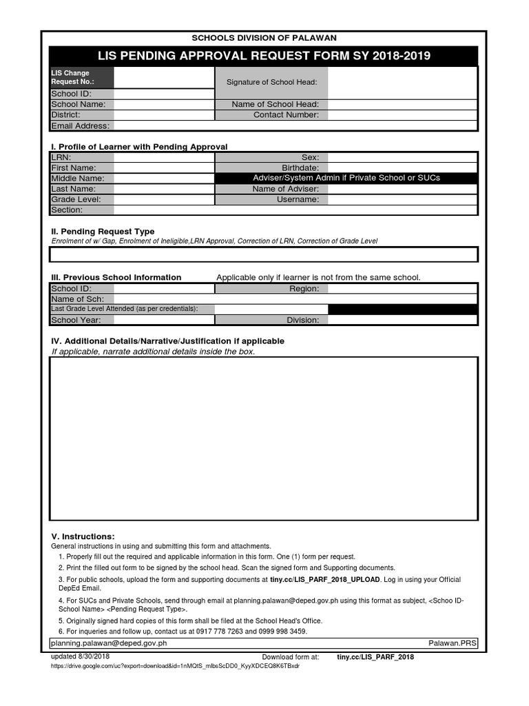 LIS Pending Approval Request Form SY 2018-2019 | PDF | Cyberspace ...