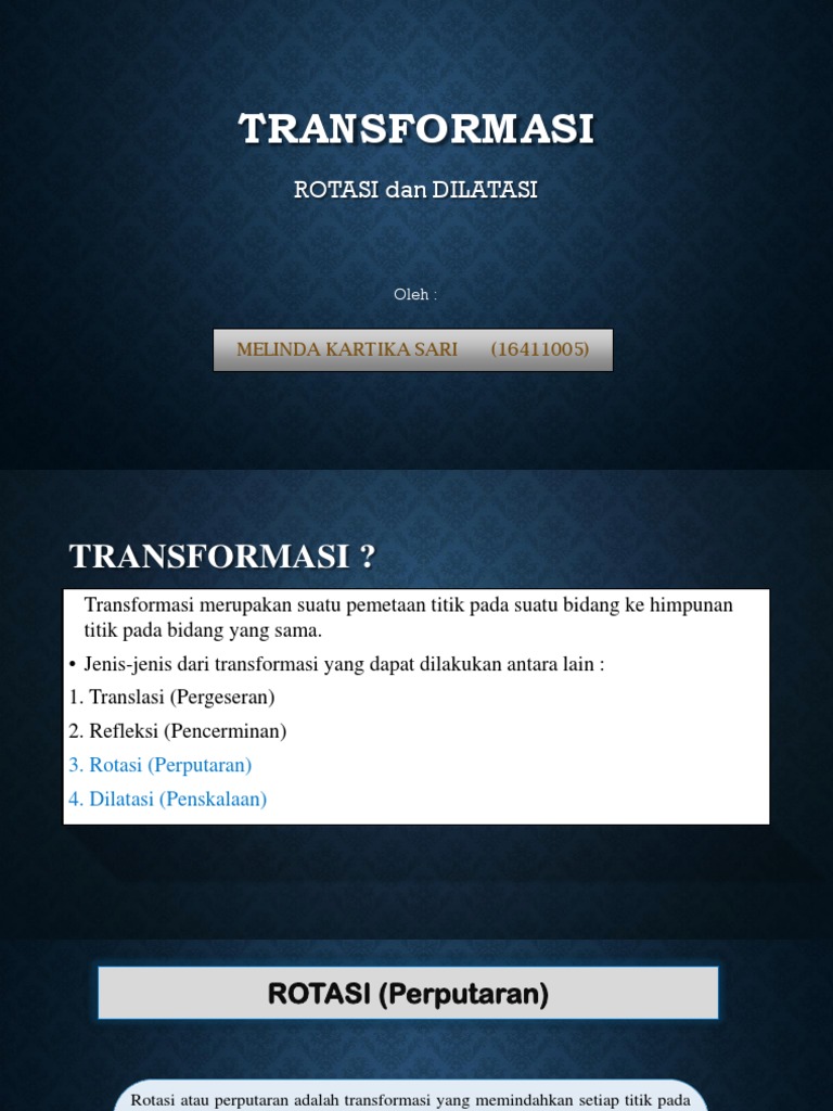 Transformasi (Rotasi Dan Dilatasi) | PDF