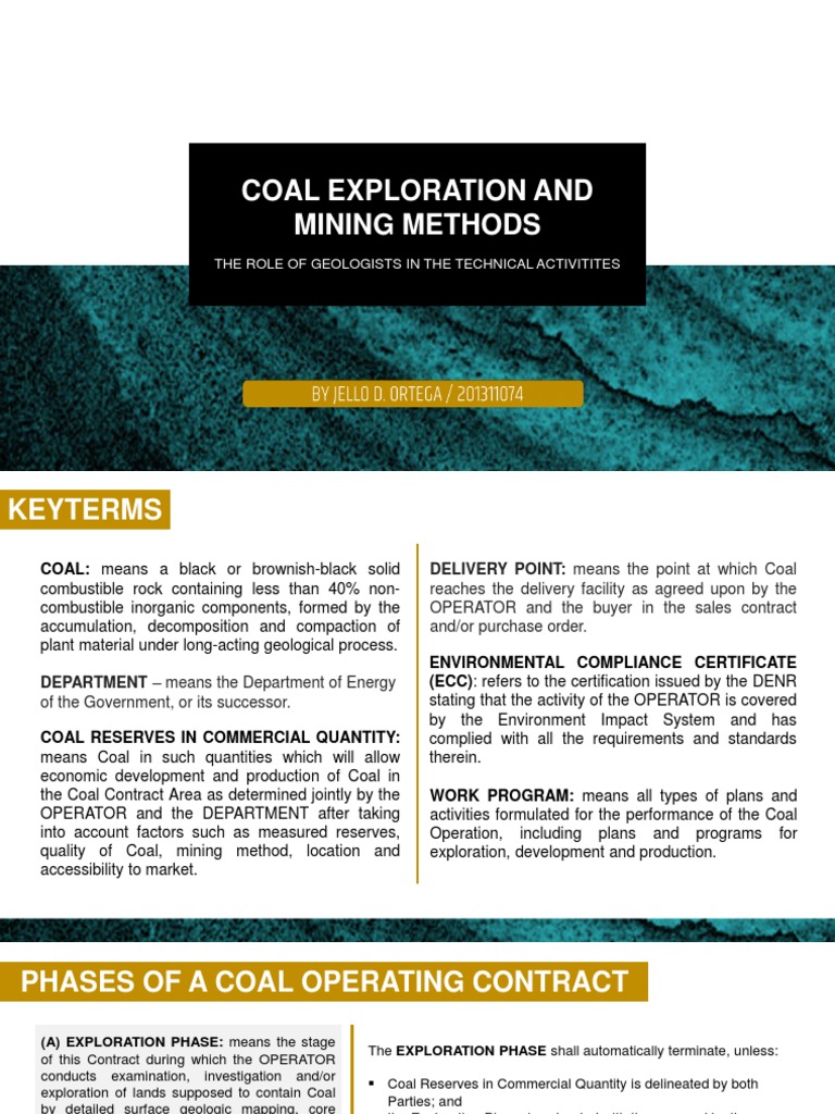 Coal Exploration and Mining Methods - The Role of Geologists in ...