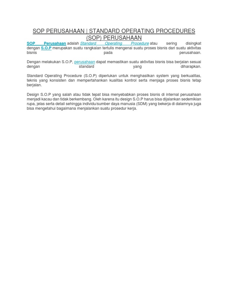 Sop Perusahaan | PDF