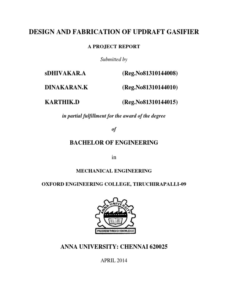 Design and Fabrication of Updraft Gasifier | PDF