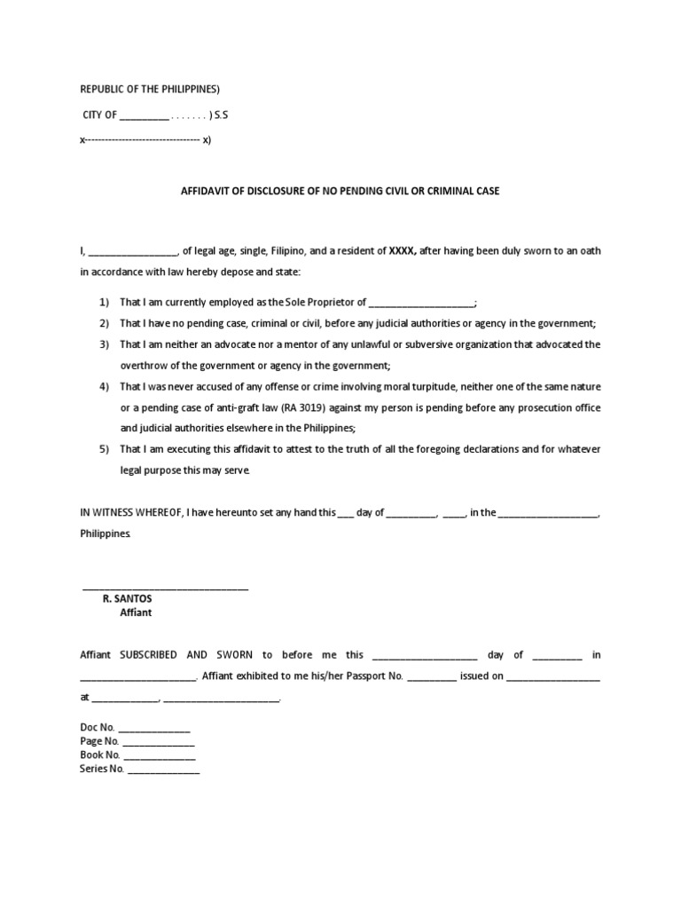 Affidavit Sample No Pending | PDF