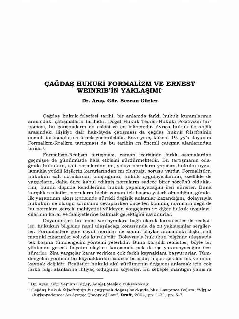 Çağdaş Hukuki Formalizm PDF | PDF