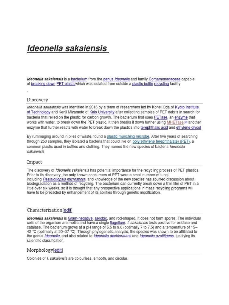 Ideonella Sakaiensis | PDF | Life Sciences | Organisms