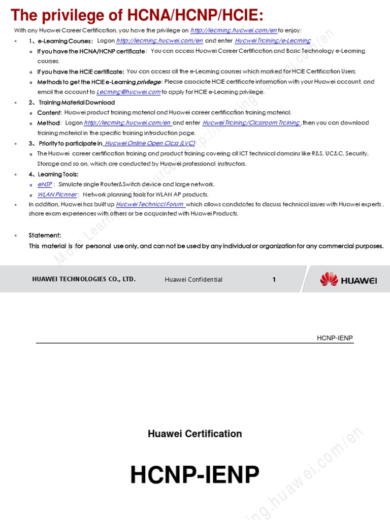 The Privilege of HCNA/HCNP/HCIE:: Huawei Training/e-Learning | PDF | Multiprotocol Label ...