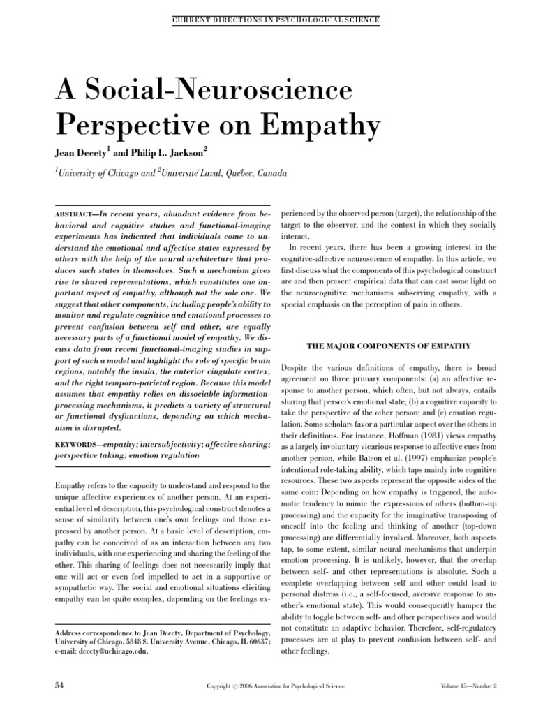 A Social-Neuroscience Perspective On Empathy | PDF | Insular Cortex ...