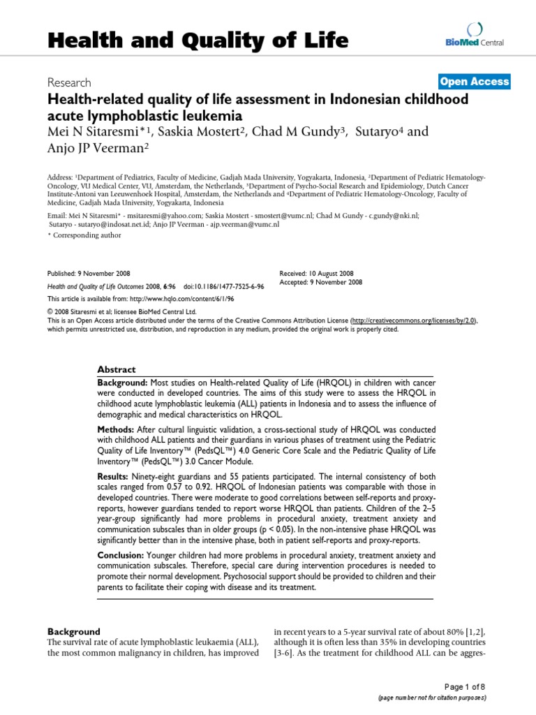 Health and Quality of Life | PDF | Leukemia | Psychosocial