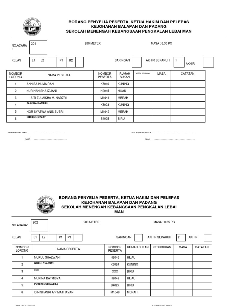 Borang Penyelia Peserta 19 Mac 2019 | PDF