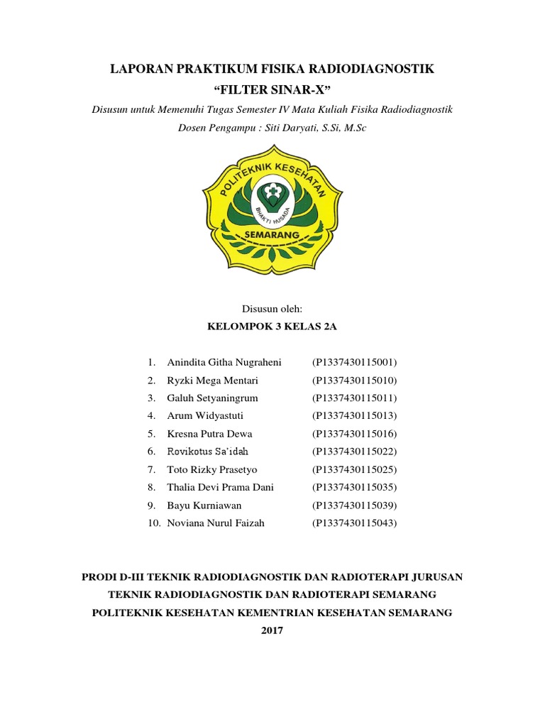 Laporan Praktikum Fisika Radiodiagnostik - Filter | PDF